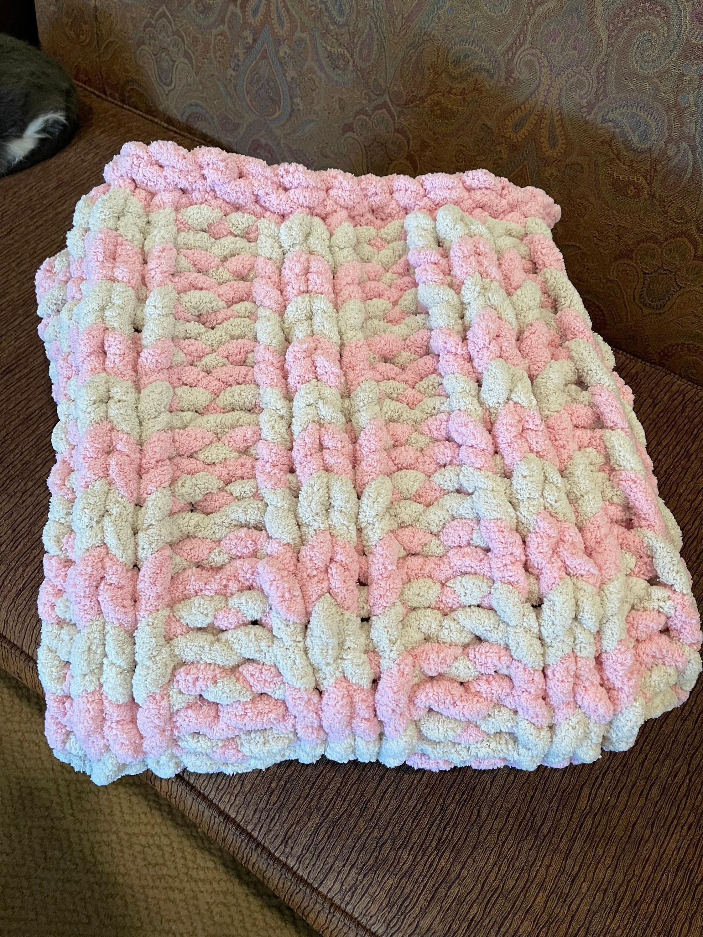 Handmade Knitted Blanket Throw Pink - Etsy