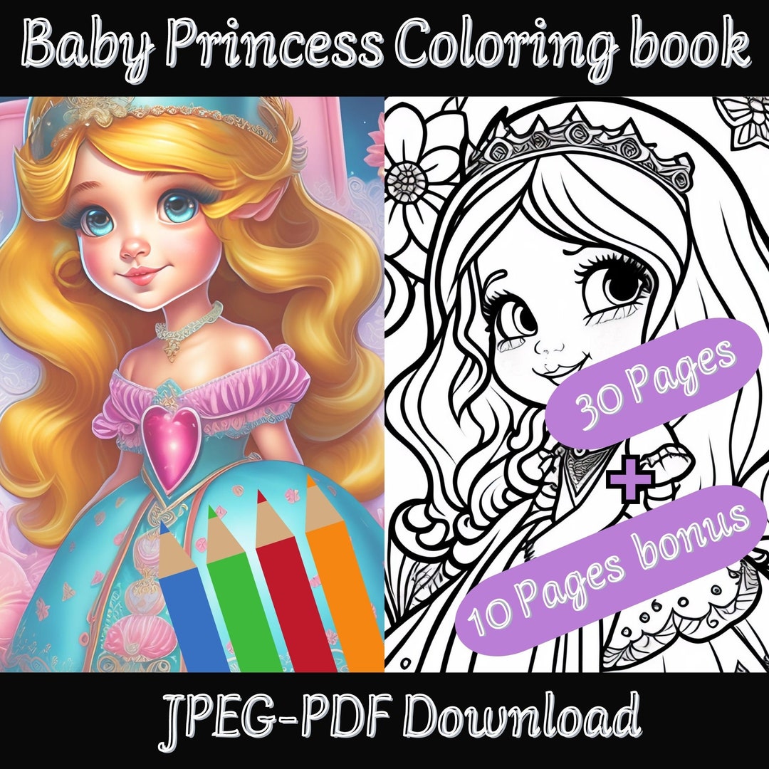 Cute Princess Coloring Pages, Princess Coloring Book, Relaxing and ...