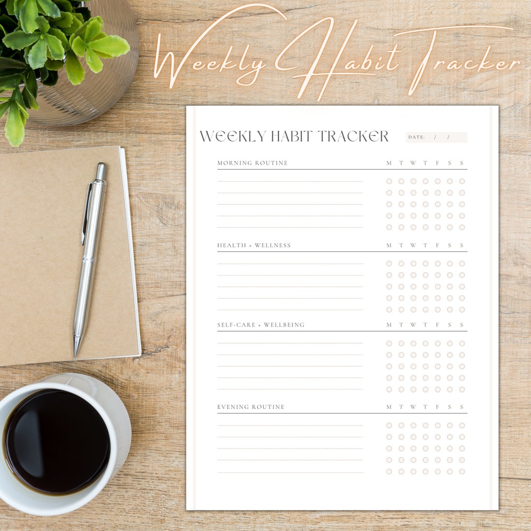 Beige Minimalist Weekly Habit Tracker Document 8.5" X 11" - Etsy