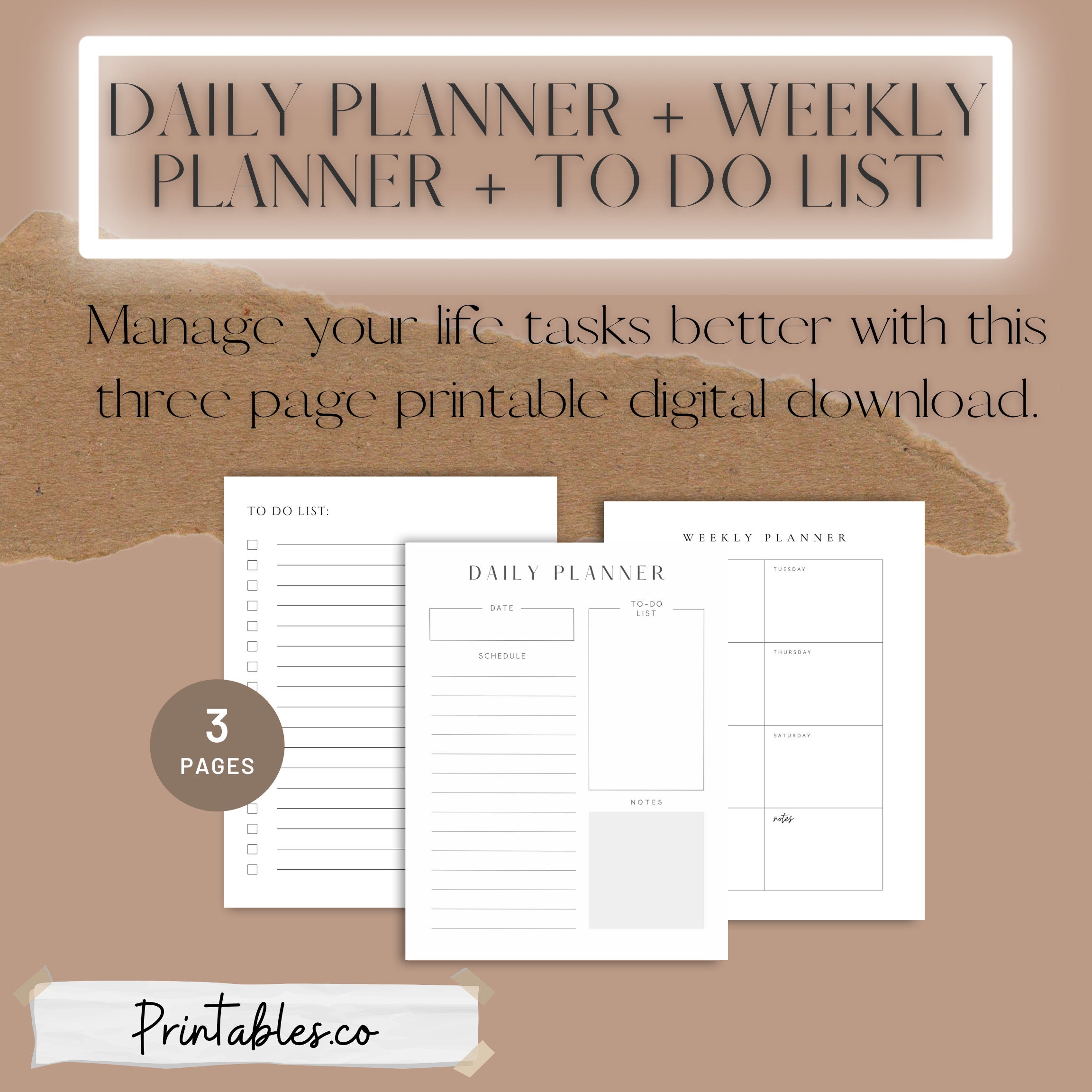 Planner Bundle Package Daily Planner Weekly Planner to Do List Planner ...