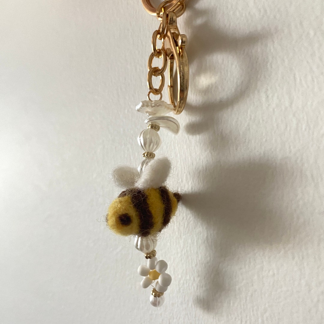 Felted Honey Bee Beaded Keychain - Etsy