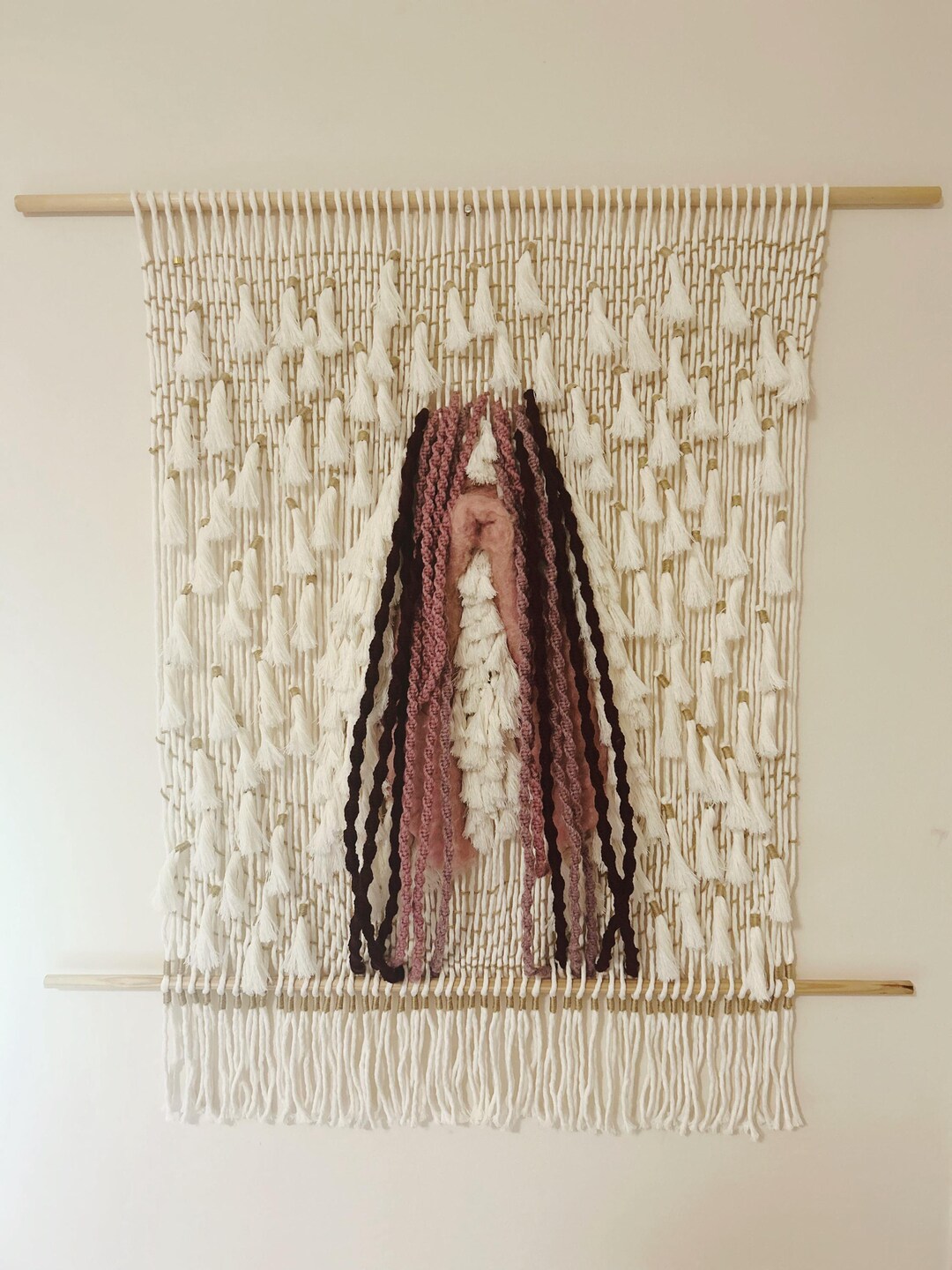 Vulva Wall Hanging – Large Macramé Feminine Art in Natural, Pink ...