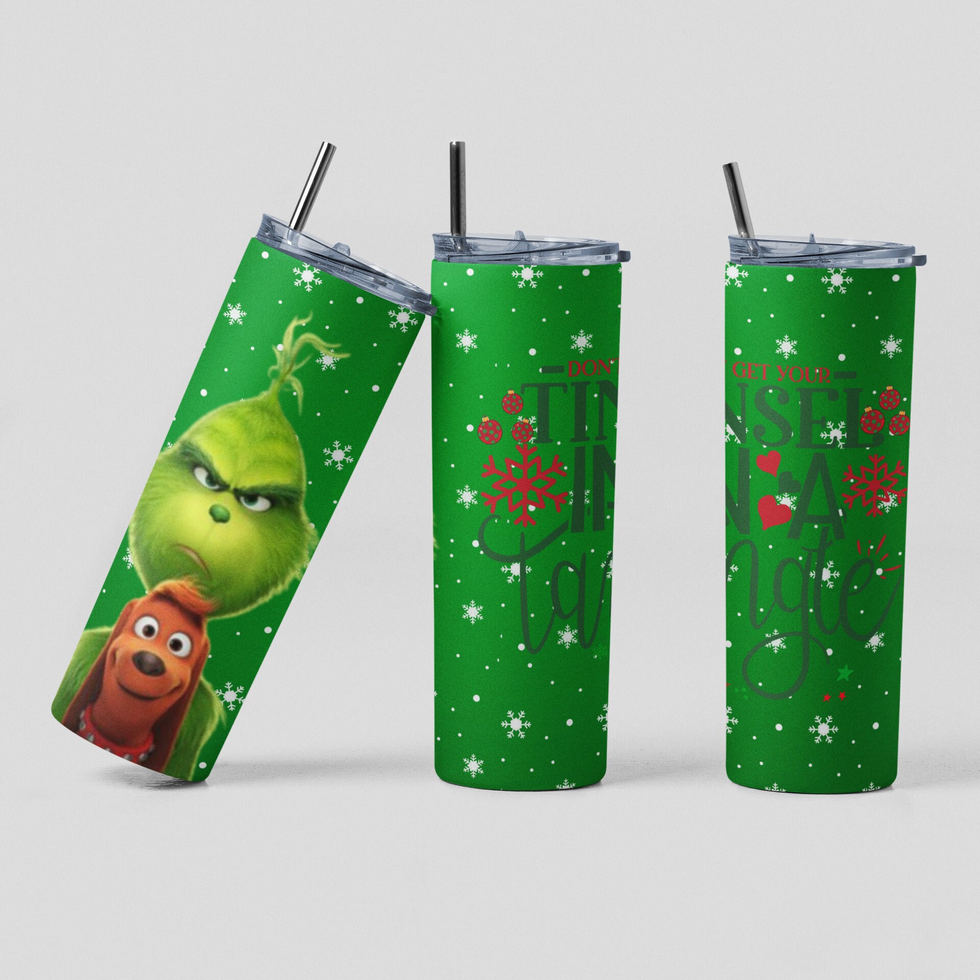 5 Christmas Tumbler Sublimation Designs, 20oz Skinny Tumbler Bundle ...