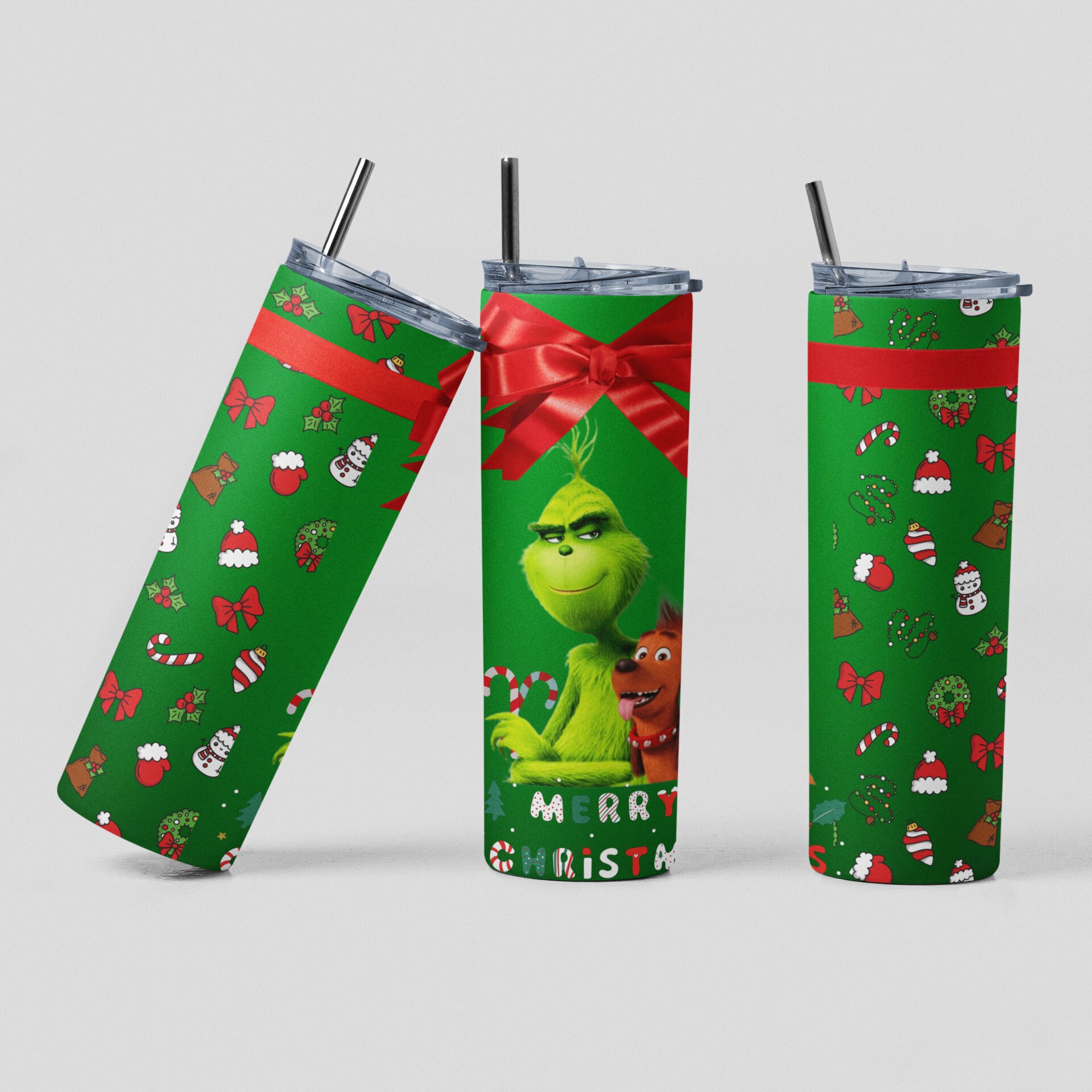 5 Christmas Tumbler Sublimation Designs, 20oz Skinny Tumbler Bundle ...