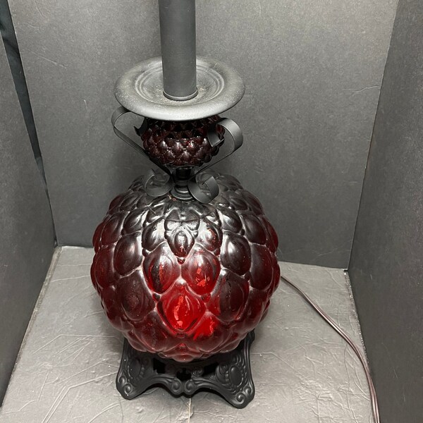 Red Glass Lamp - Etsy
