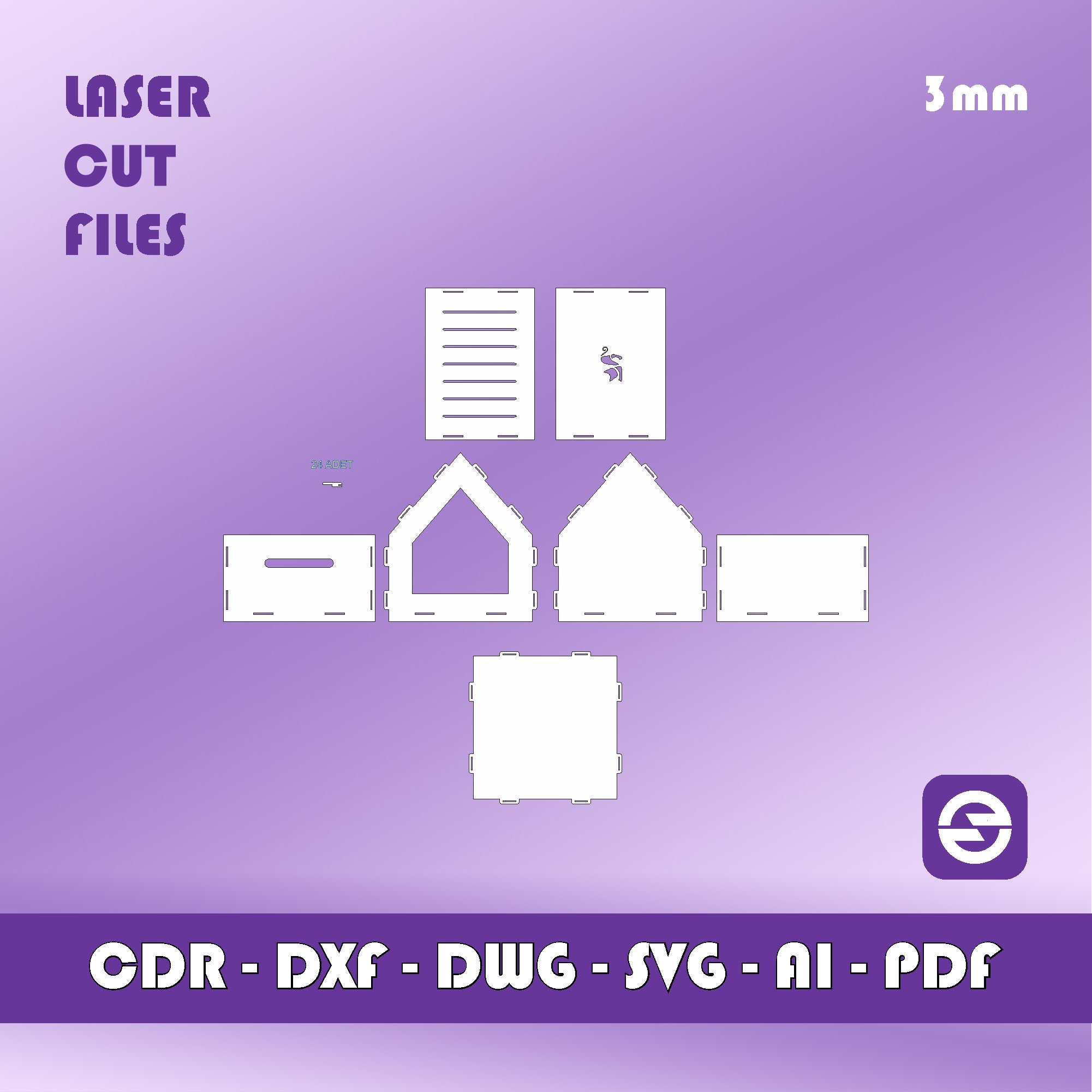 Cutie Cat House DXF SVG Laser Cutting Files Digital Plan for Cutting ...