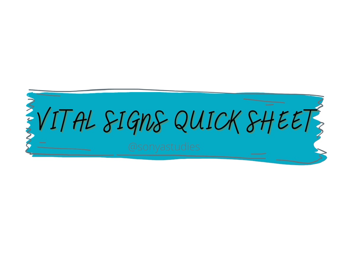 Vital Signs Quick Sheet - Nursing - Etsy
