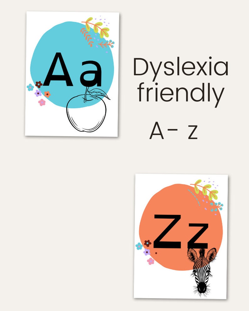 Dyslexia-friendly Alphabet Cards Flourish Friends Collection - Etsy