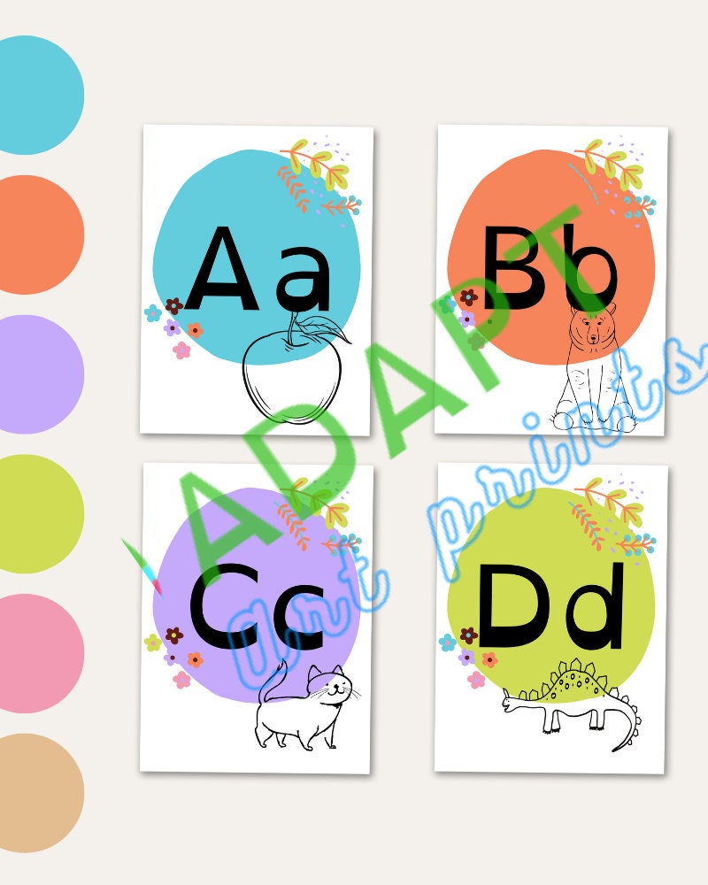 Dyslexia-friendly Alphabet Cards Flourish Friends Collection - Etsy