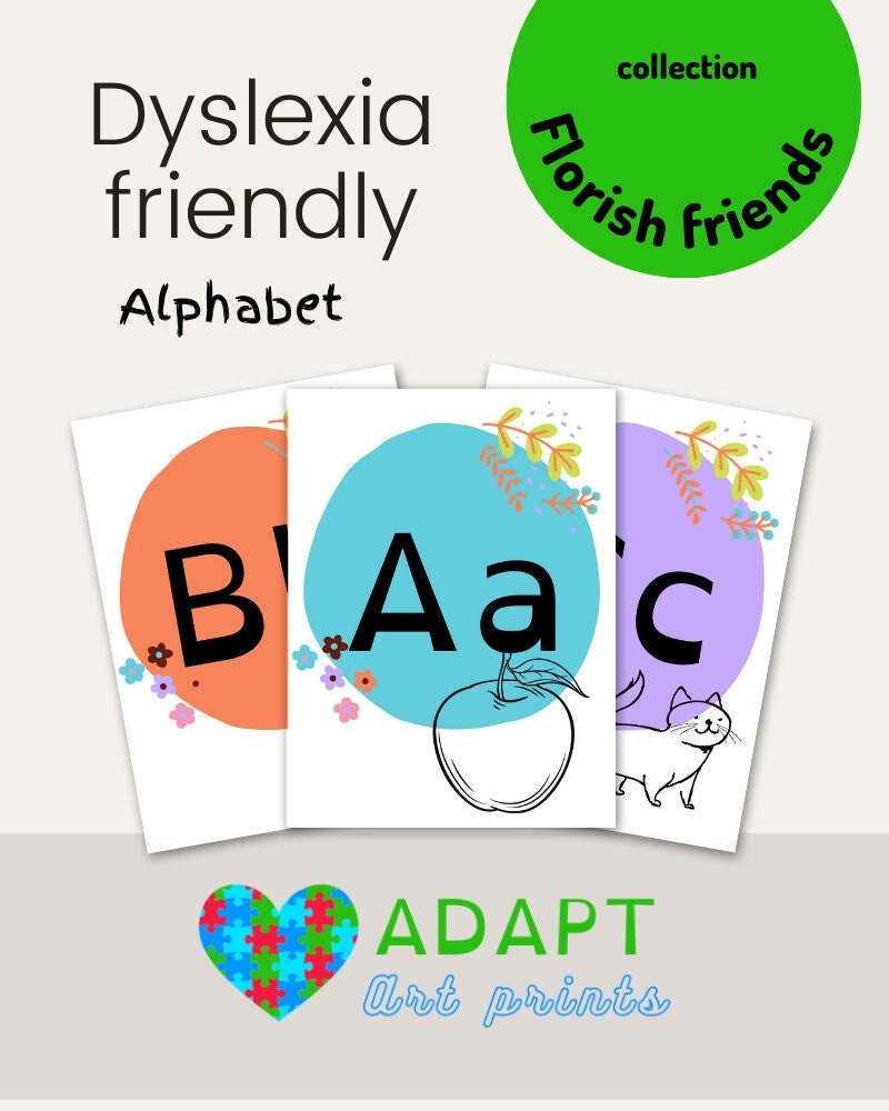Dyslexia-friendly Alphabet Cards Flourish Friends Collection - Etsy
