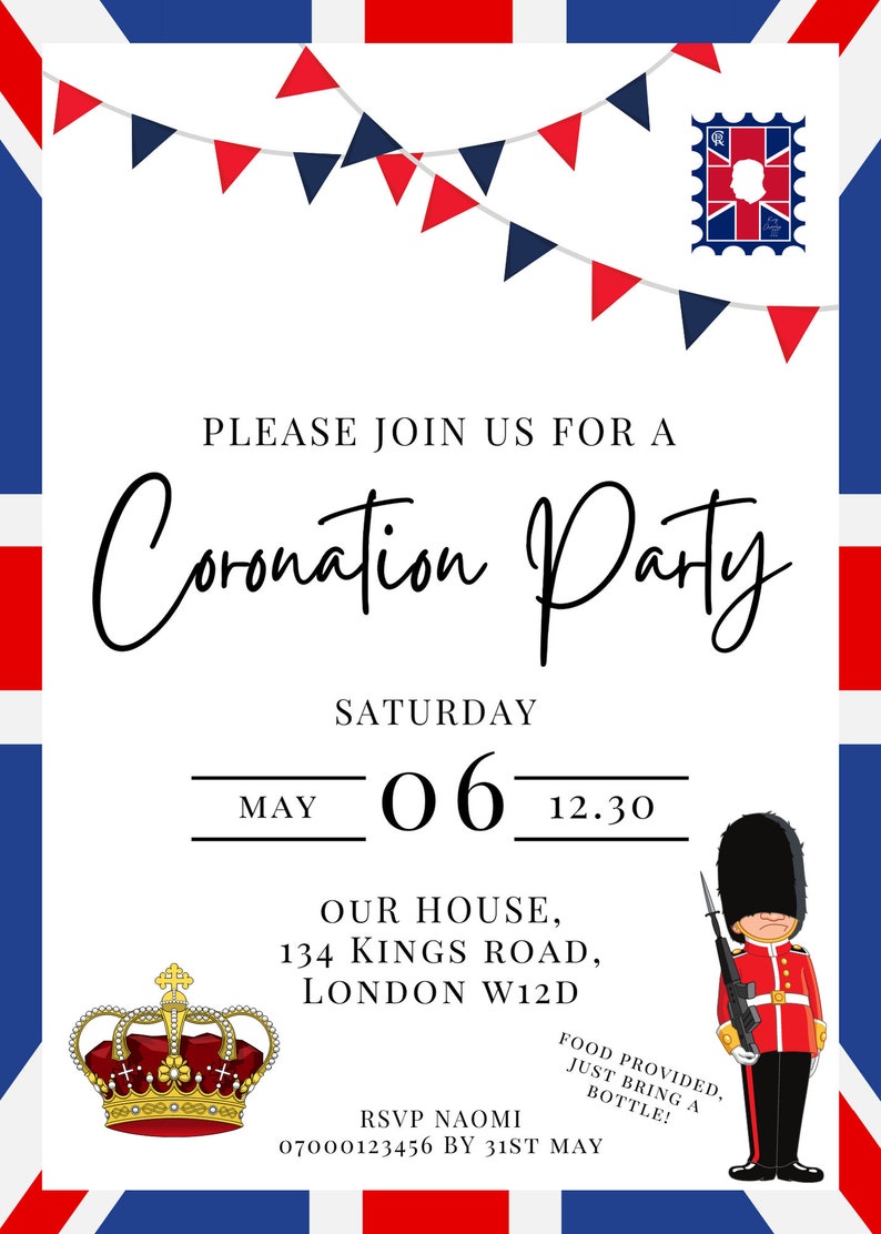 Royal Party Invitation, Royal Party Invite, Personalised Printable ...
