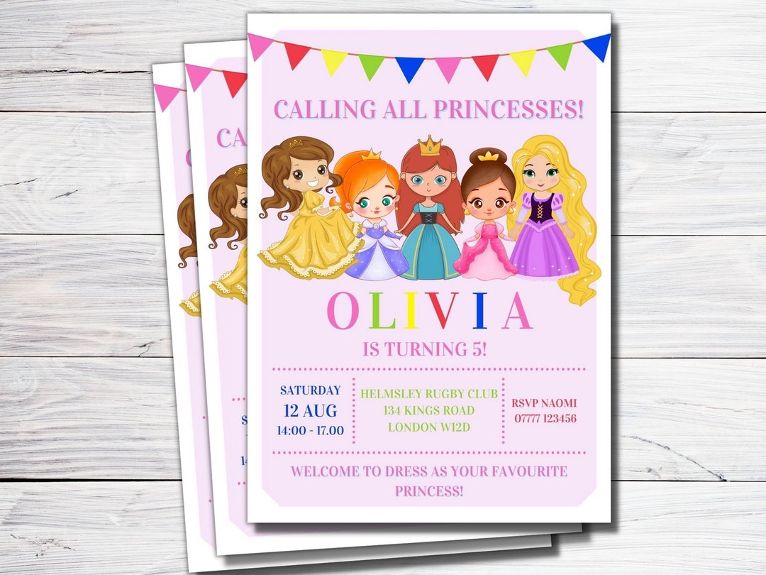 Pink Princess Birthday Party Invitation Princess Theme Party ...