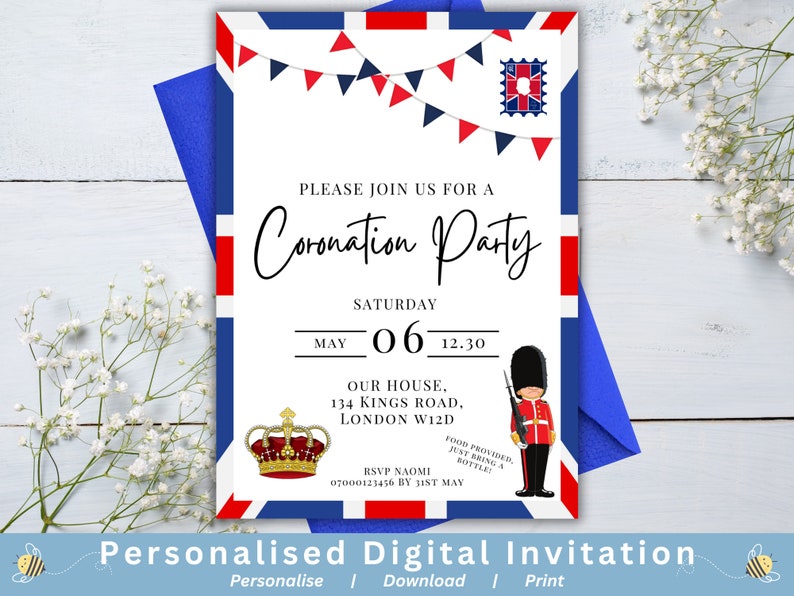 Royal Party Invitation, Royal Party Invite, Personalised Printable ...