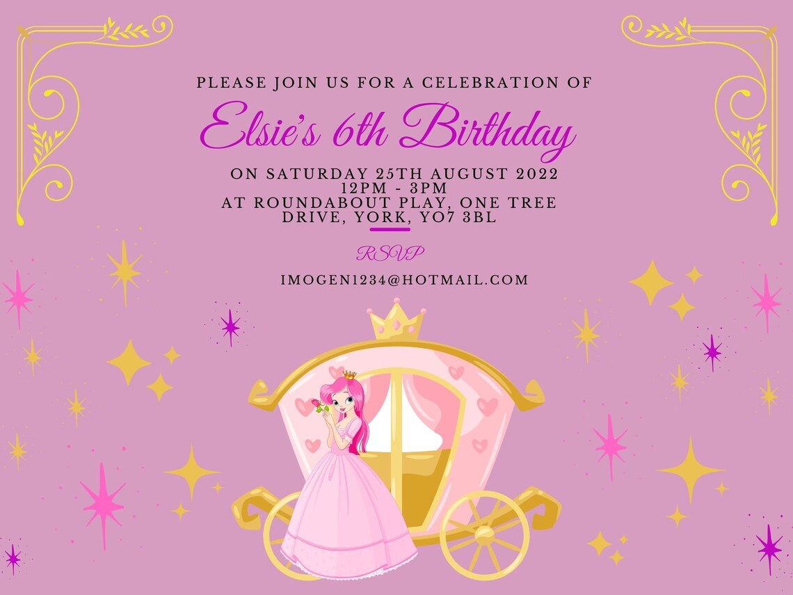 Princess Birthday Party Invitation, Princess Birthday Invite ...