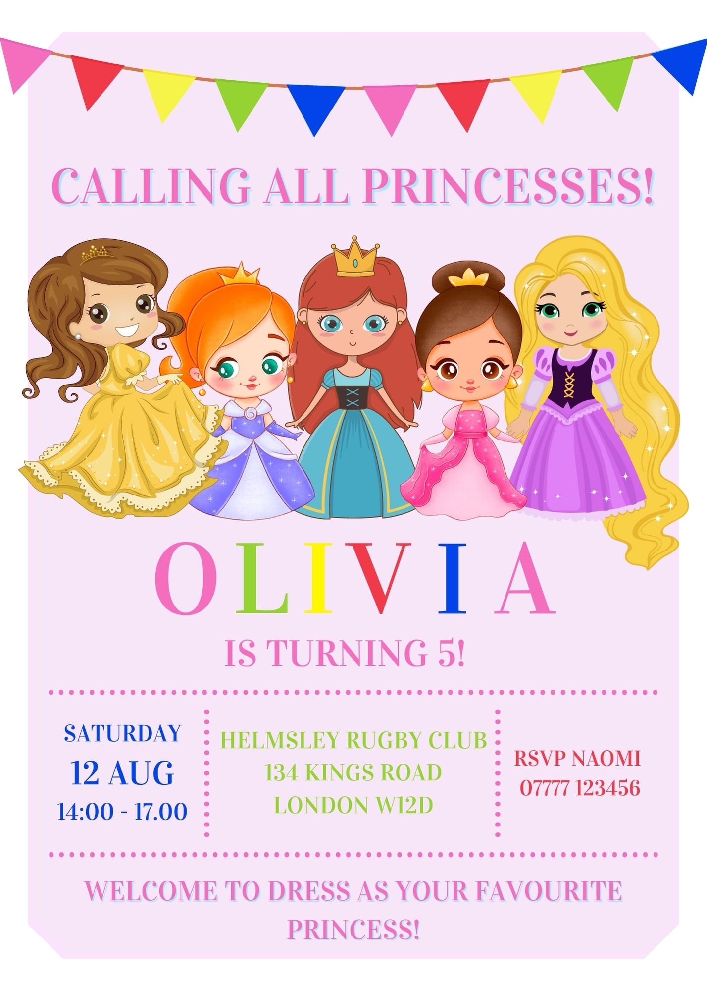Pink Princess Birthday Party Invitation Princess Theme Party ...
