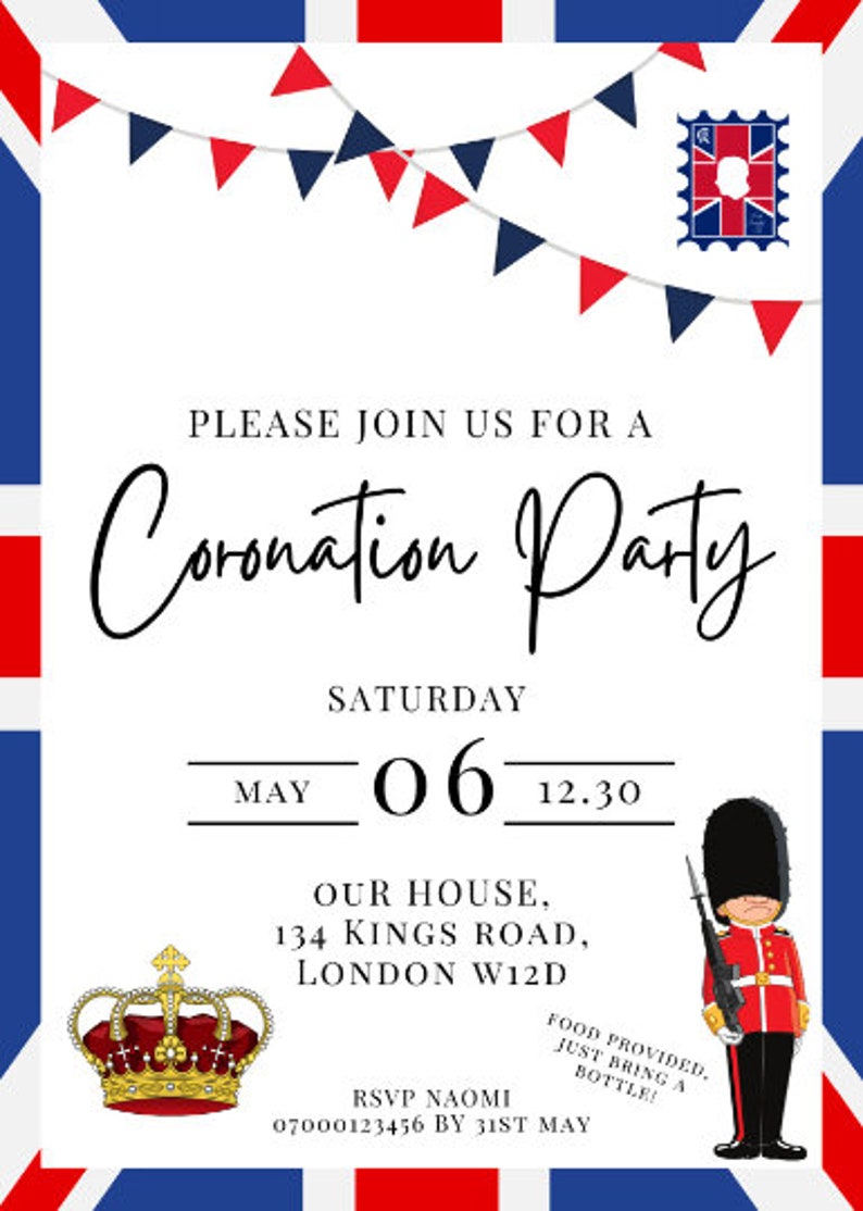 Coronation Party Invitation, King Charles III Coronation Invite ...