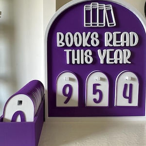 3D Printed Books Read This Year Sign: Book Lover Gift, Bookshelf Decor ...