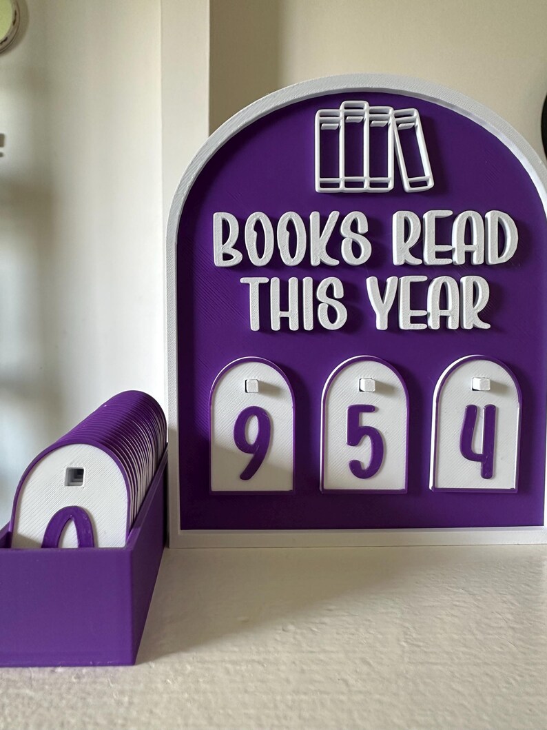 3D Printed Books Read This Year Sign: Book Lover Gift, Bookshelf Decor ...