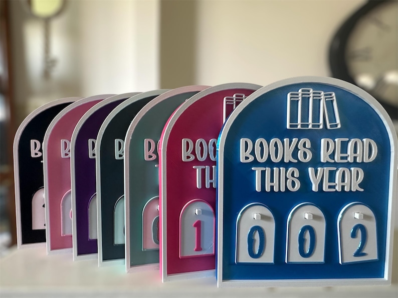 3D Printed Books Read This Year Sign: Book Lover Gift, Bookshelf Decor ...
