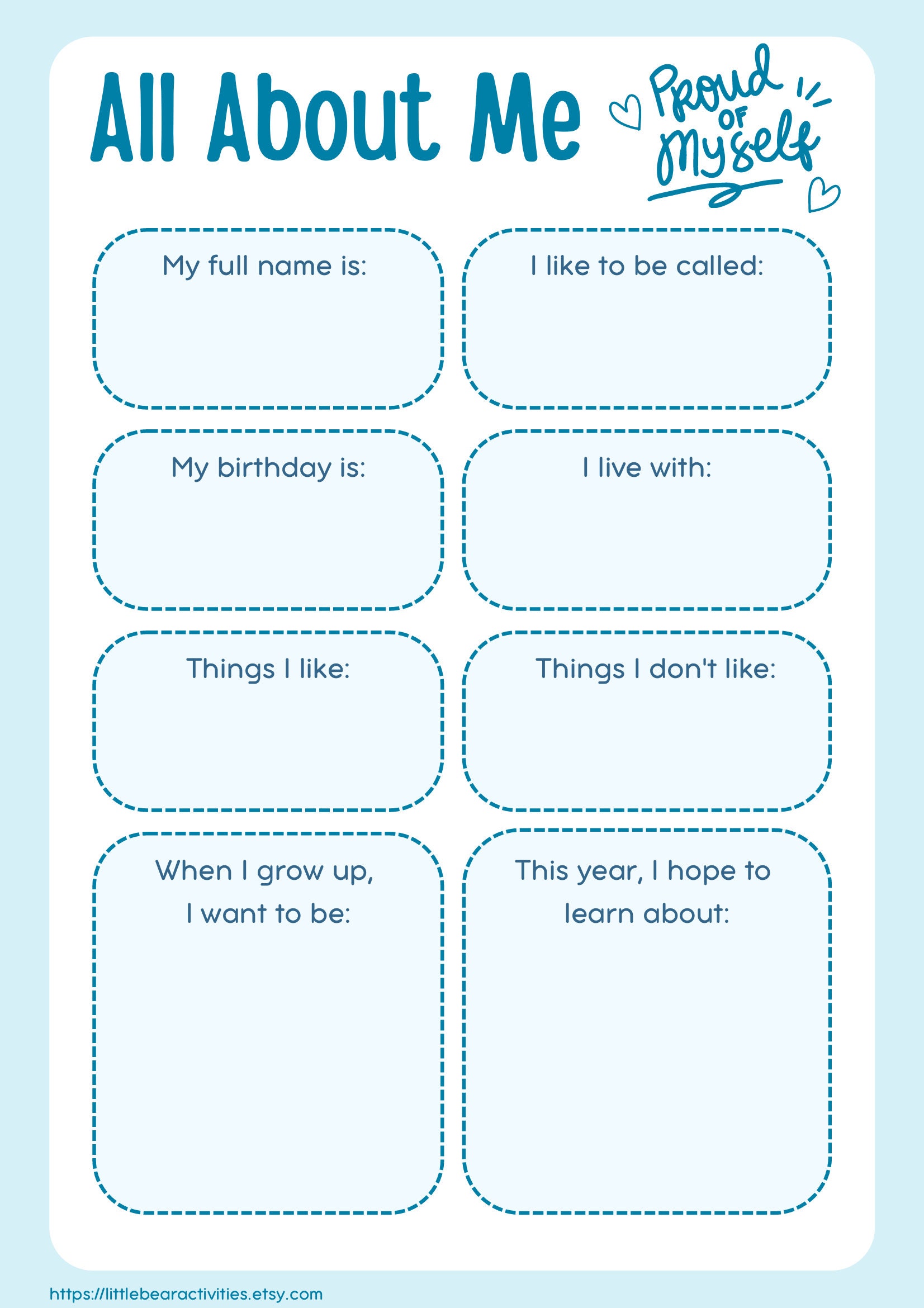 All About Me Children, Printable Activities for Kids, Printable ...