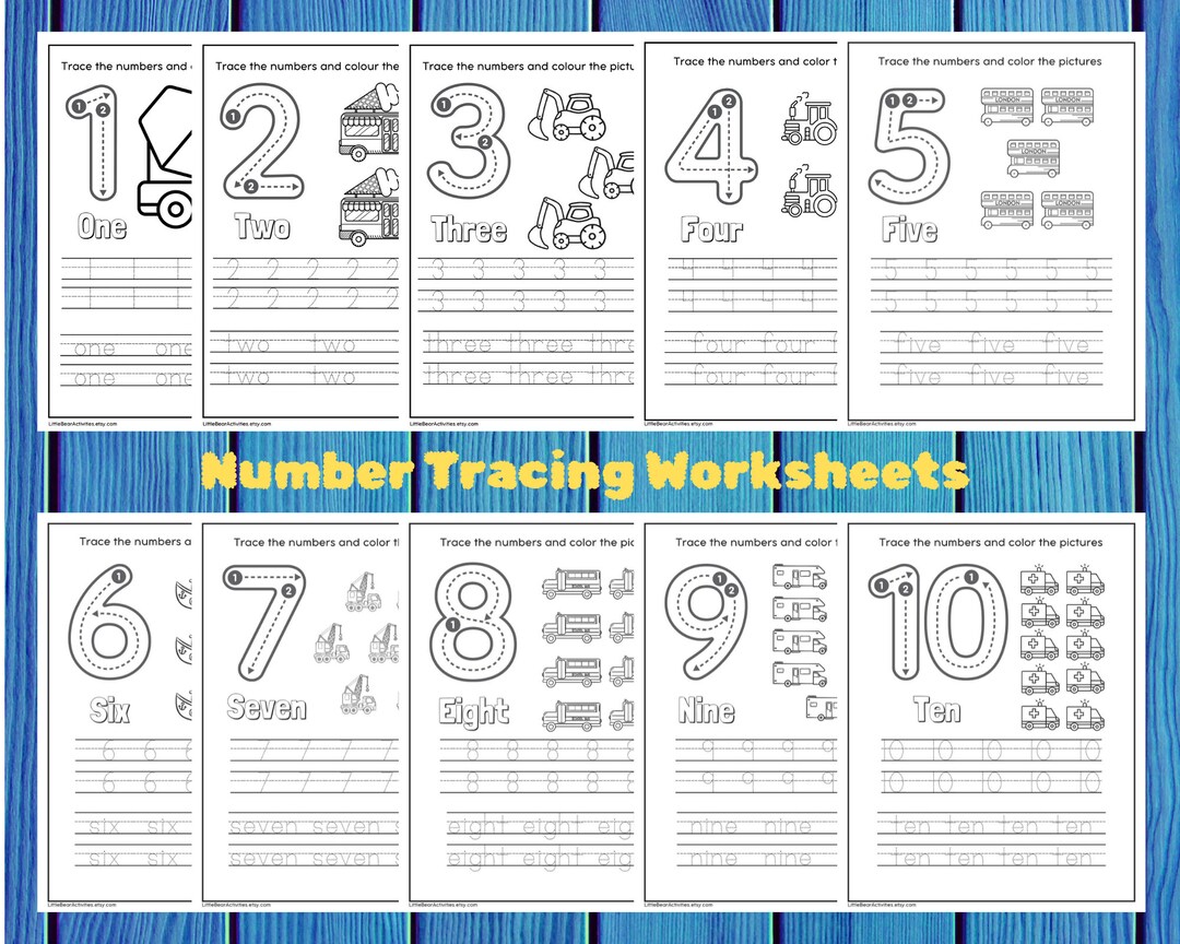 Number Tracing Worksheet, Printable Worksheet, Printable Digital ...