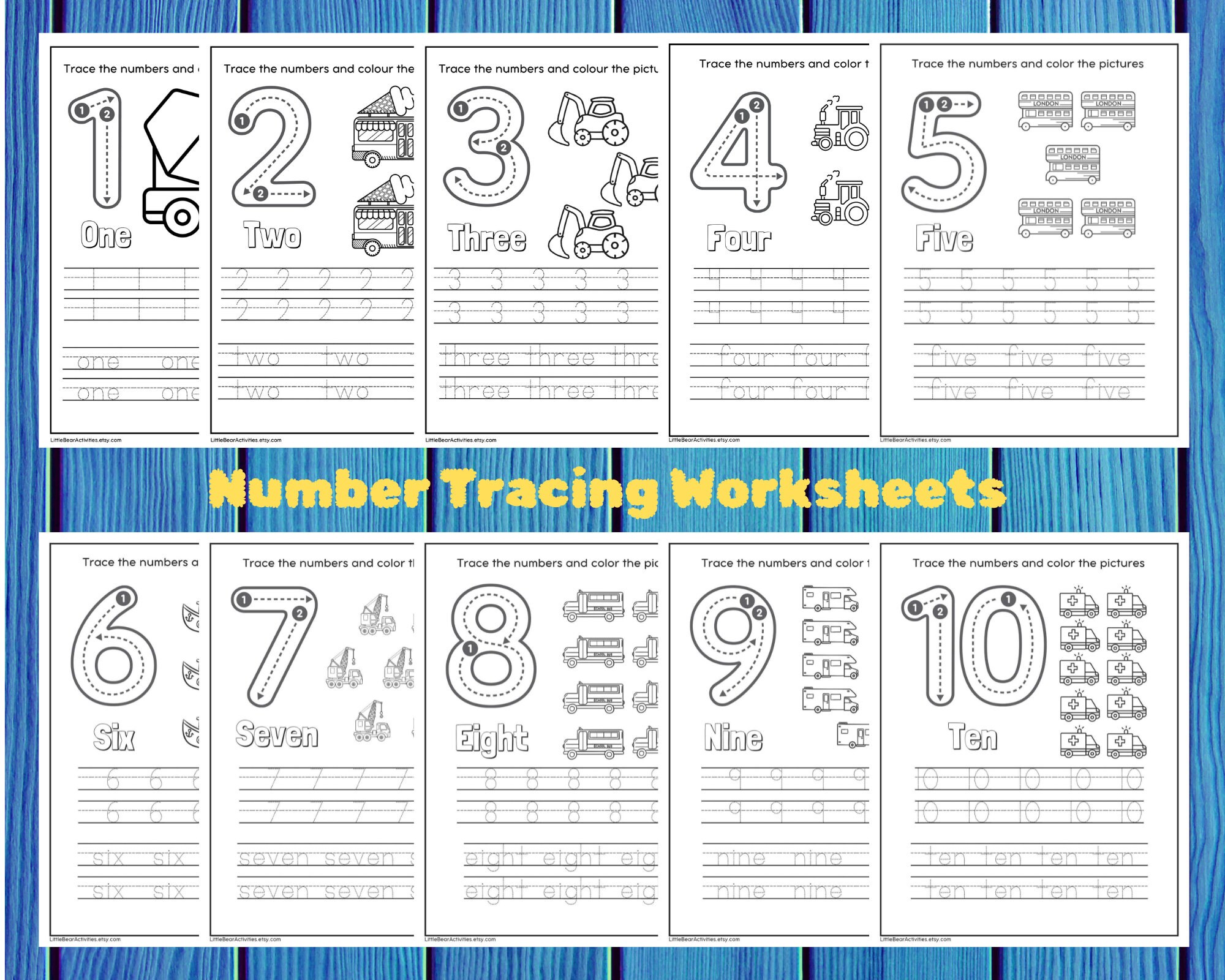 Number Tracing Worksheet, Printable Worksheet, Printable Digital ...