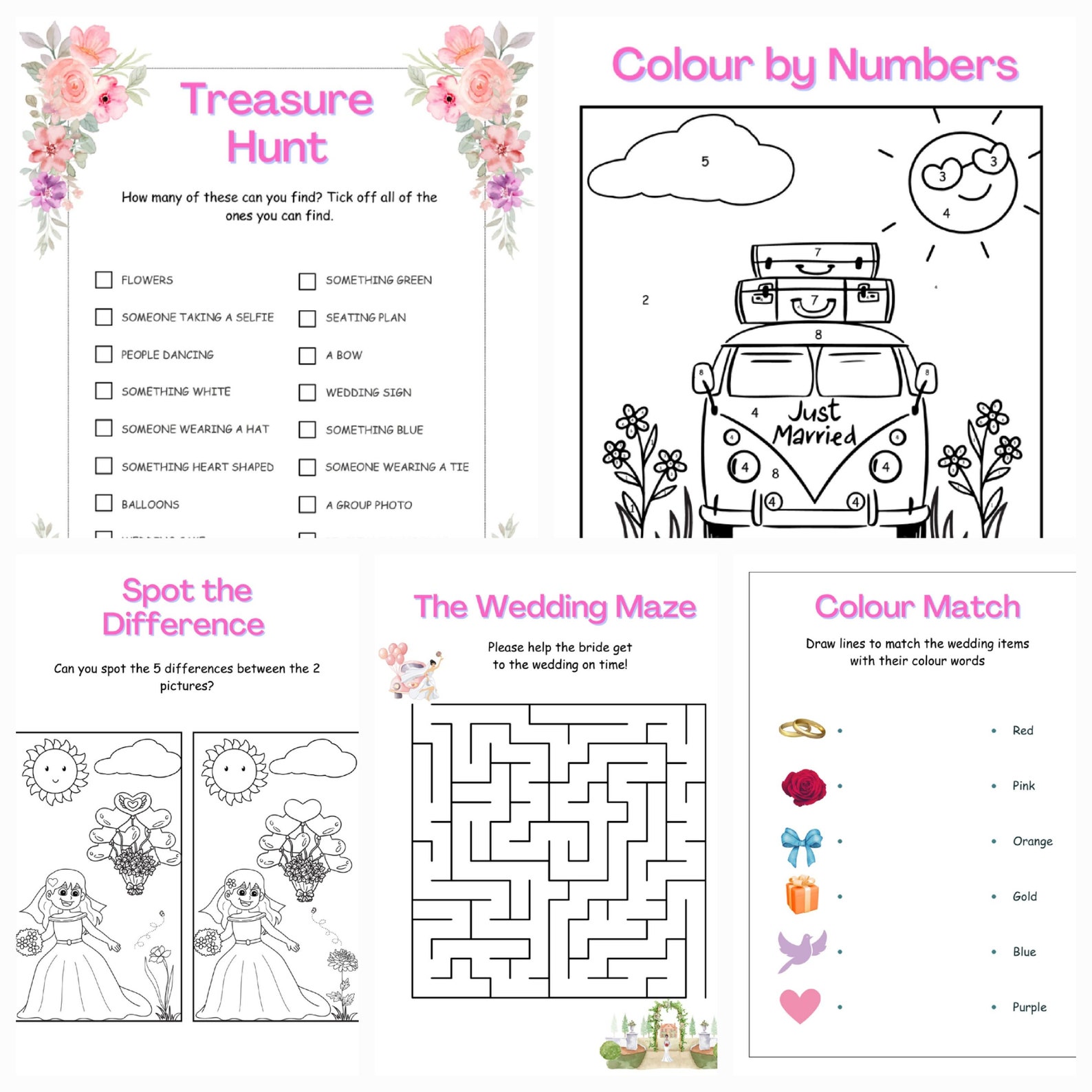 Digital Download Activity Pack for Kids, Wedding Favours for Kids ...