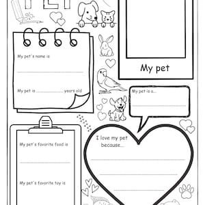 All About My Pet, Digital Download Printable PDF, Activity Sheets for ...