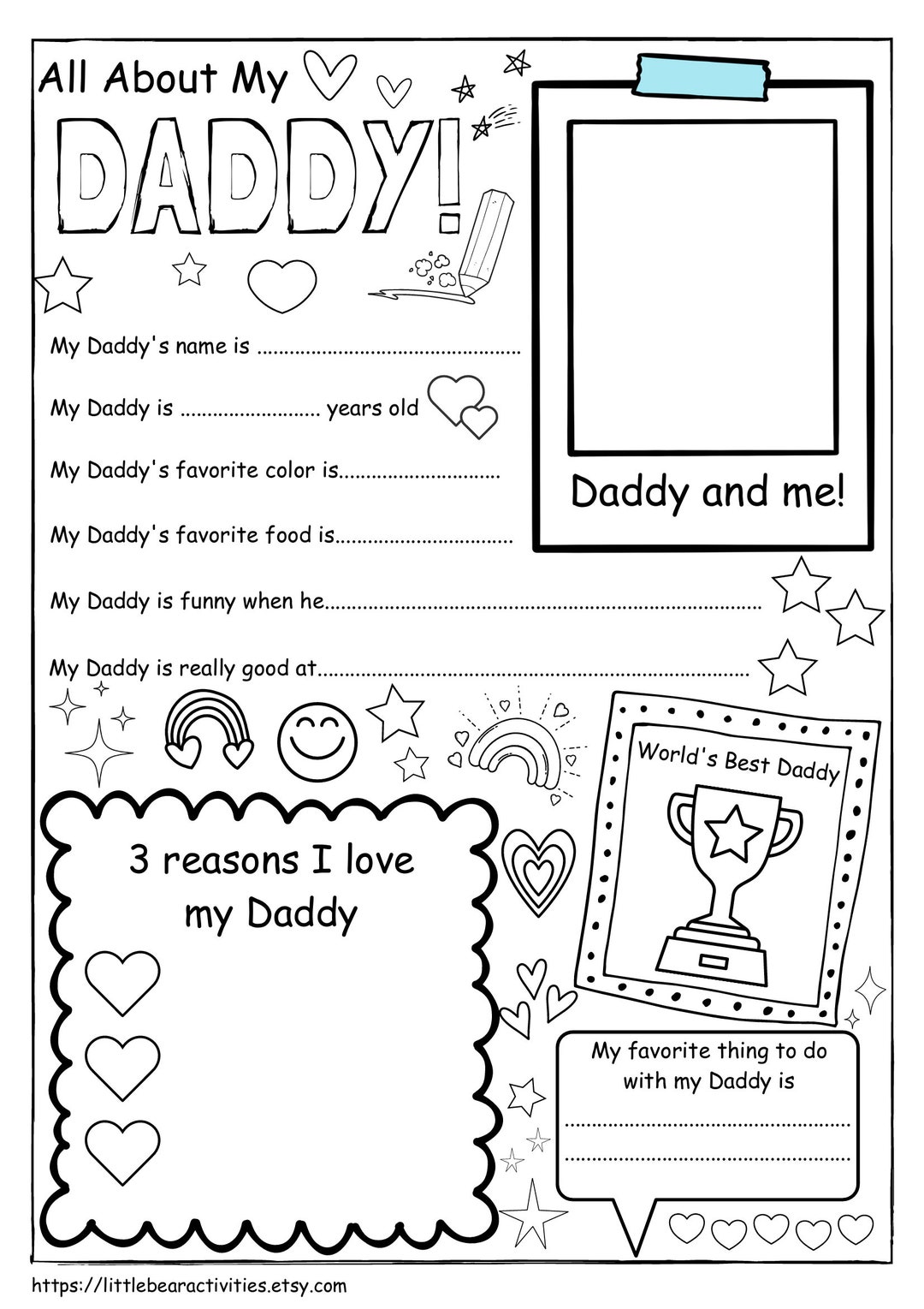 All About My Daddy, Father's Day Gift From the Kids, Birthday Present ...