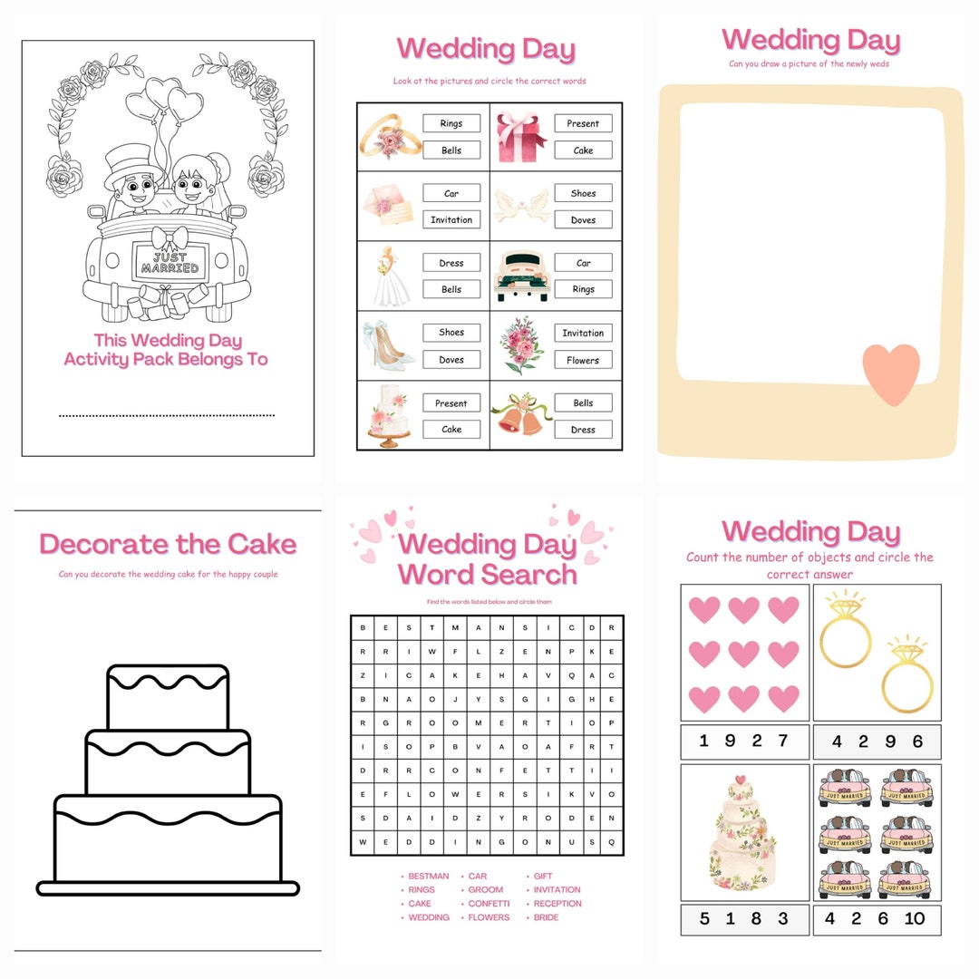 Printable Wedding Activity Pack, Wedding Favours, Wedding Favors for ...