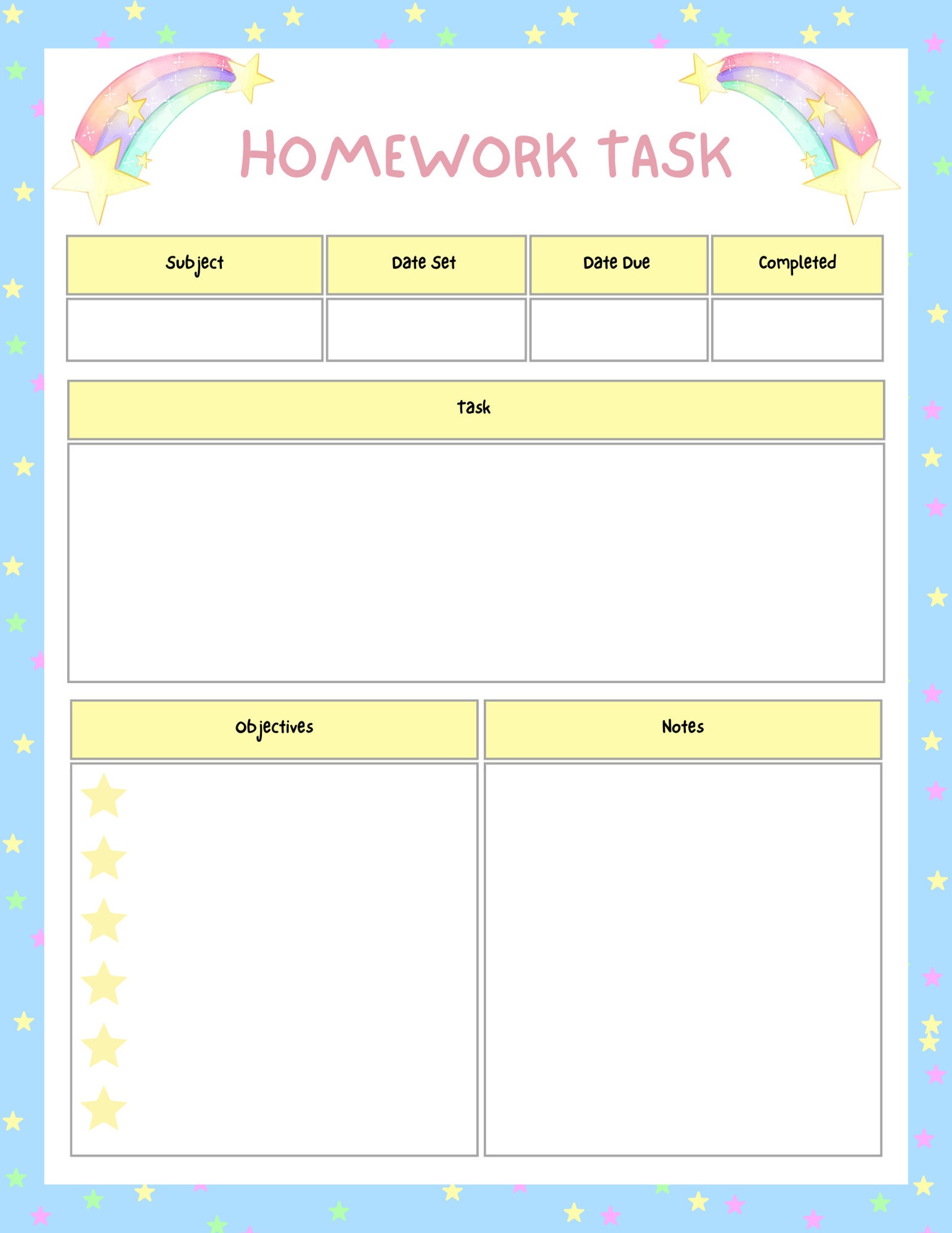 Kids Homework Planner for Kids Printable PDF, Homework Tracker for Kids ...