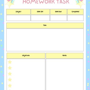 Kids Homework Planner for Kids Printable PDF, Homework Tracker for Kids ...