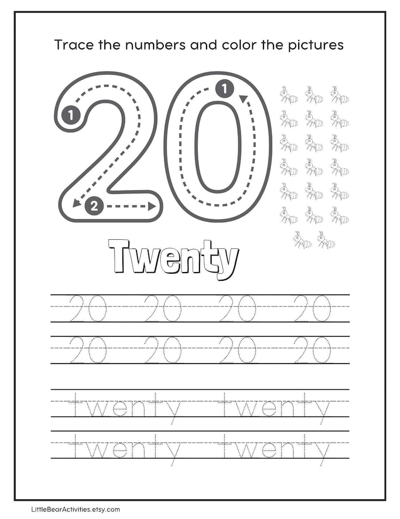 Number Tracing Worksheet, Printable Worksheet, Printable Activities for ...