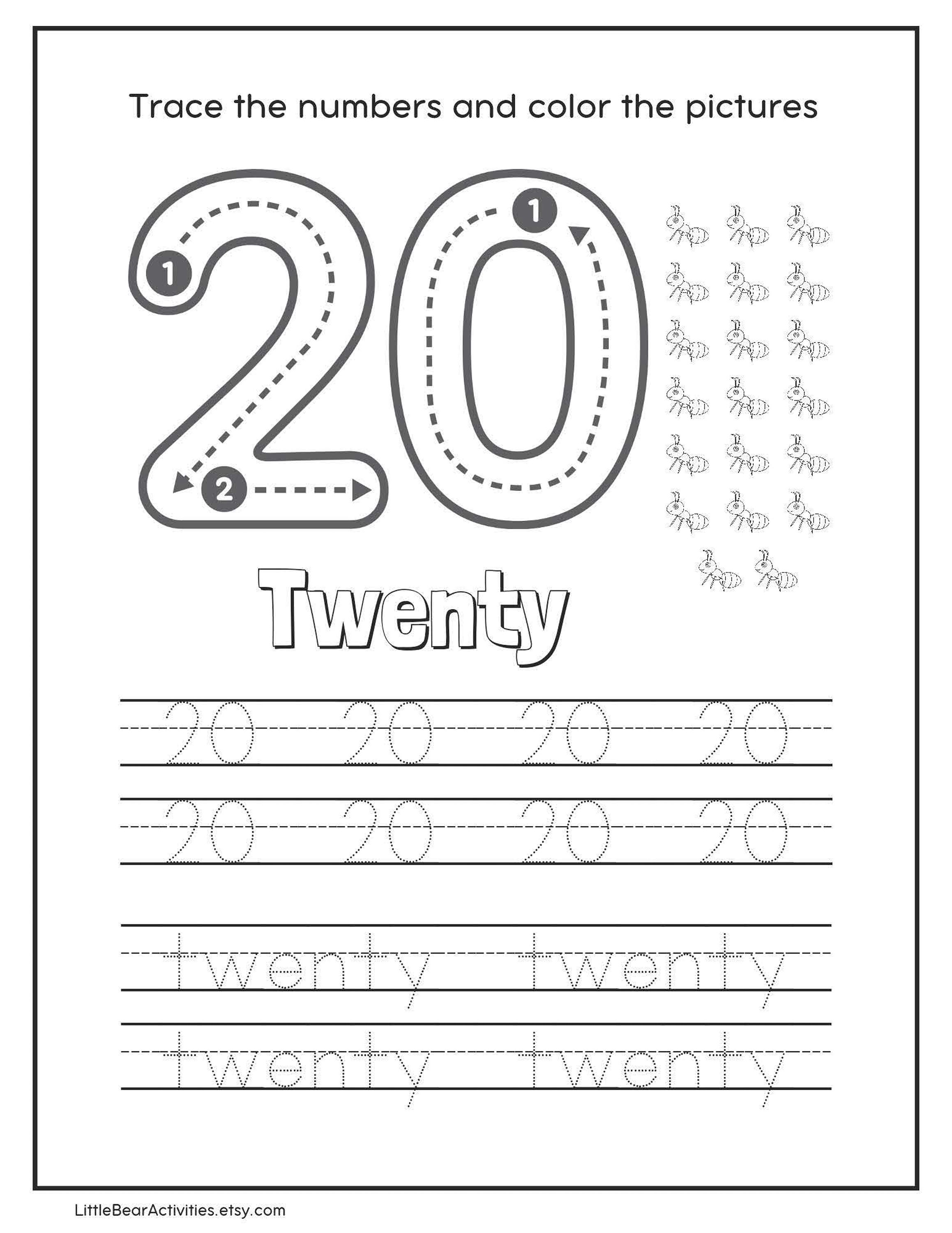 Number Tracing Worksheet, Printable Worksheet, Printable Activities for ...