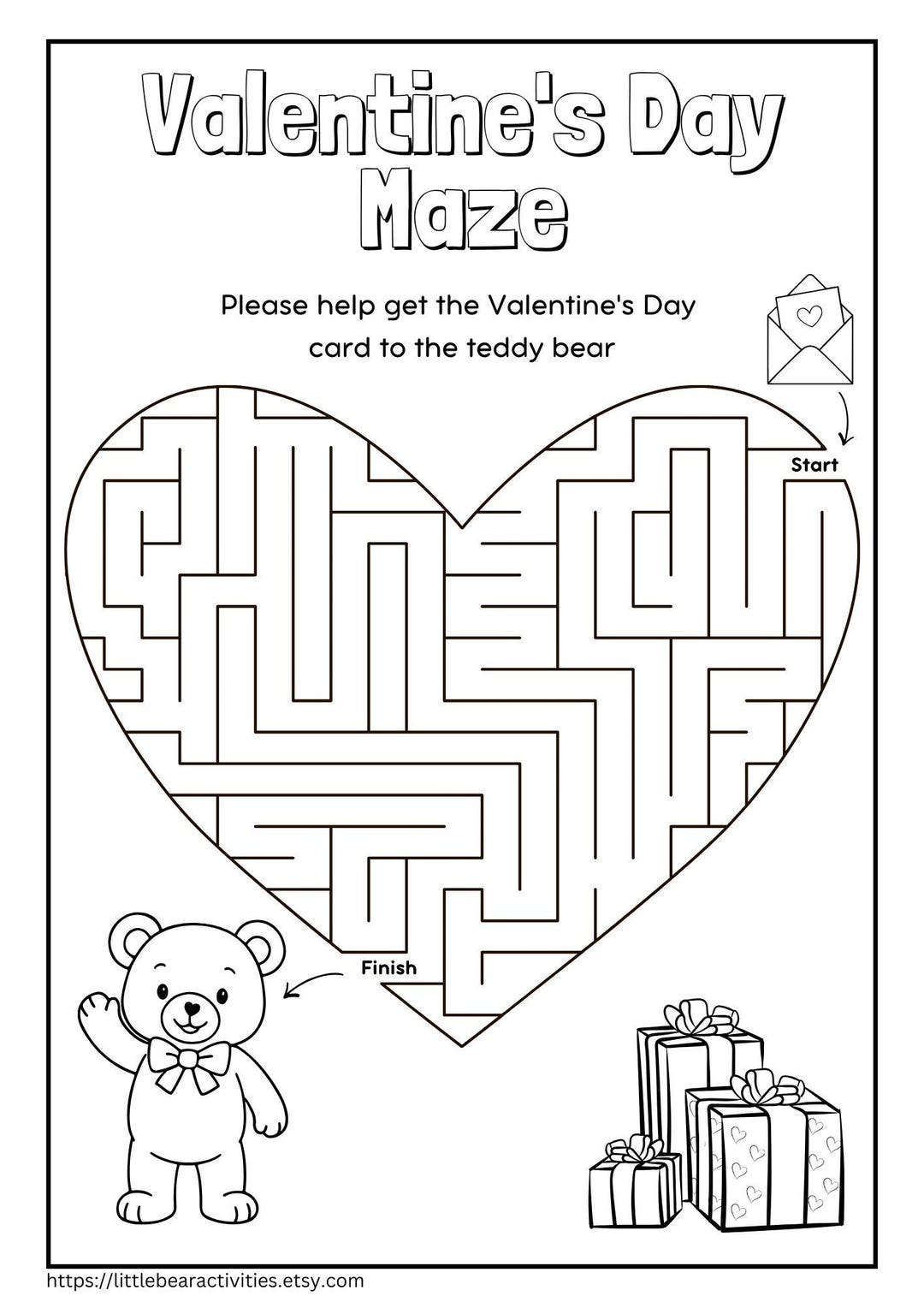 Valentines Maze PDF, Valentines Activity Sheet, Valentines Digital ...