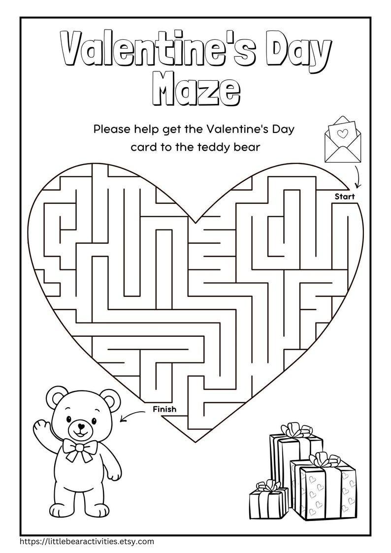 Valentines Maze PDF, Valentines Activity Sheet, Valentines Digital ...