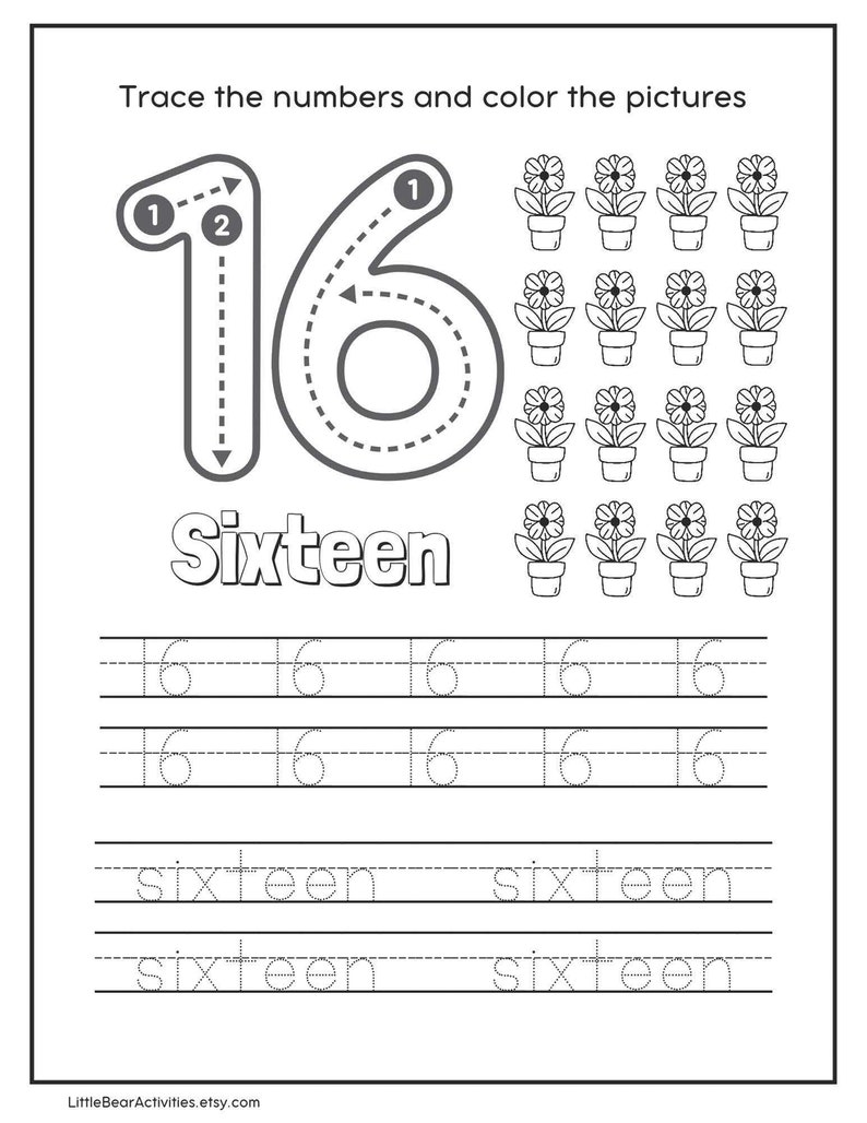 Number Tracing Worksheet, Printable Worksheet, Printable Digital ...