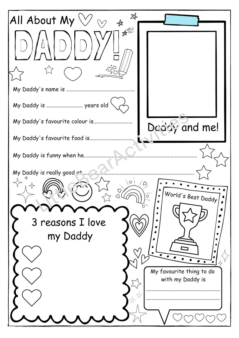 All About My Daddy Father's Day Gift From the Kids - Etsy