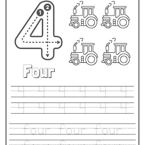 Number Tracing Worksheet, Printable Worksheet, Printable Digital ...