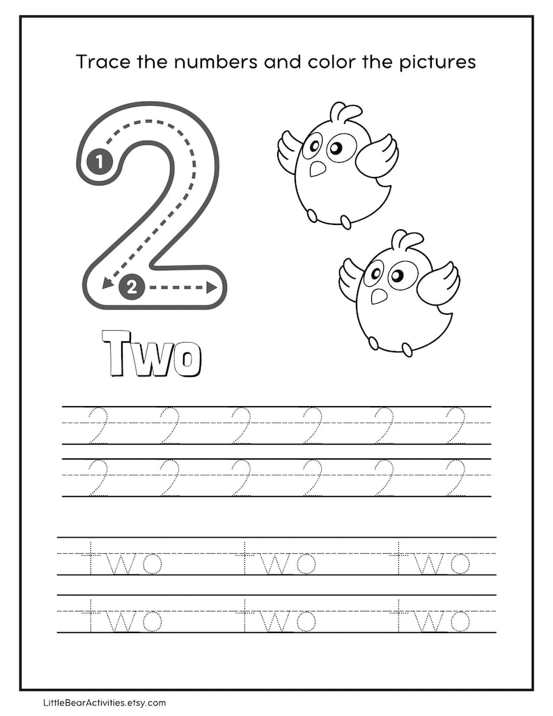 Number Tracing Worksheet, Printable Worksheet, Printable Activities for ...
