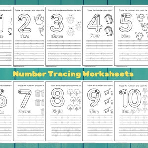 Number Tracing Worksheet, Printable Worksheet, Printable Activities for ...