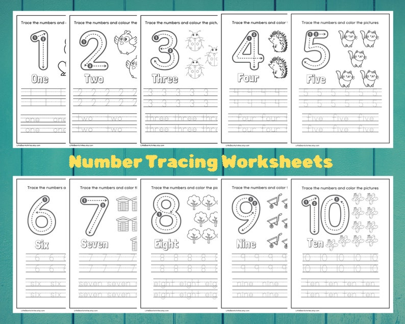 Number Tracing Worksheet, Printable Worksheet, Printable Activities for ...
