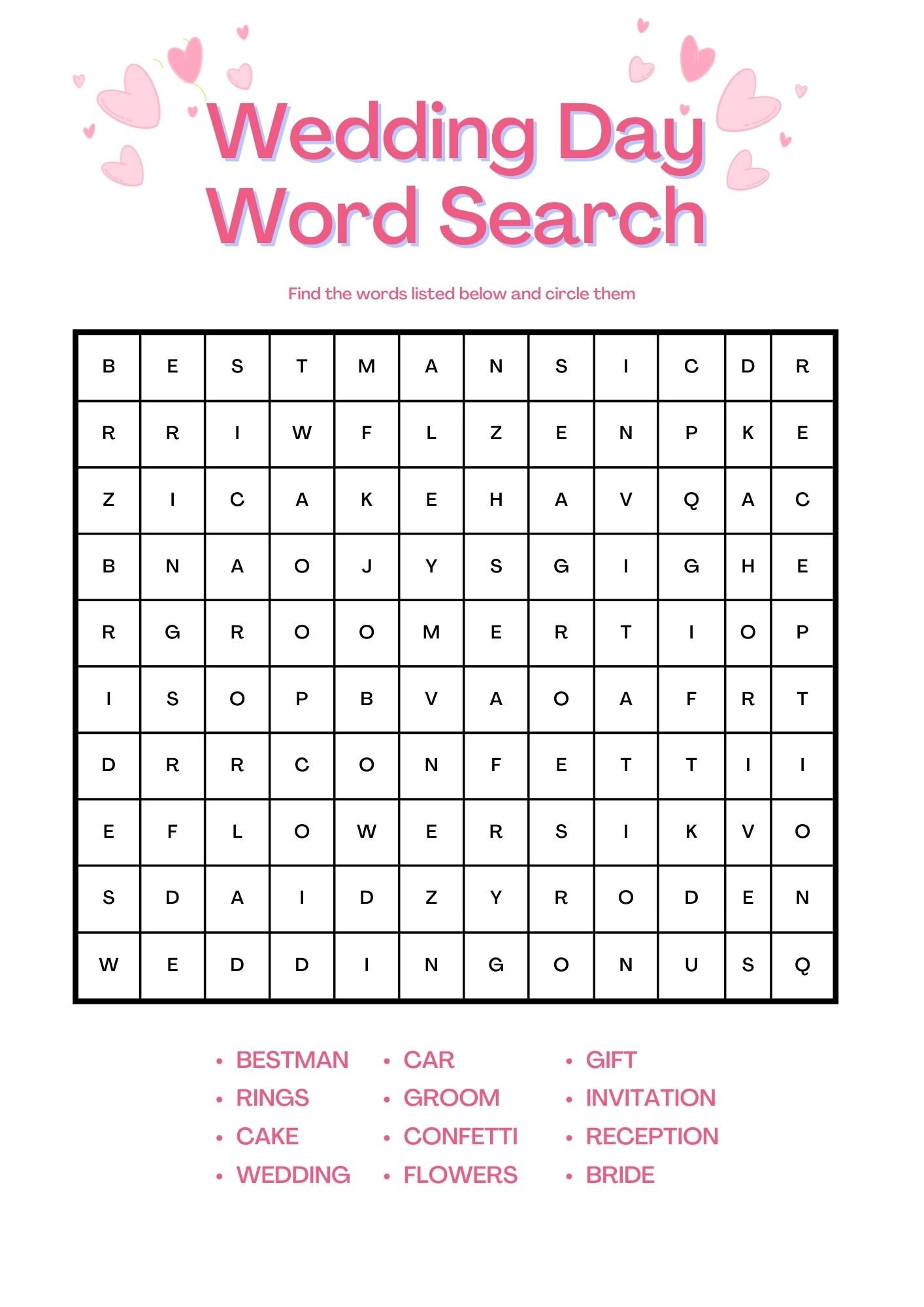 Printable Wedding Activity Pack, Wedding Favours, Wedding Favors for ...