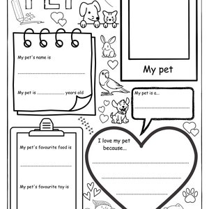 All About My Pet, Digital Download Printable PDF, Activity Sheets for ...