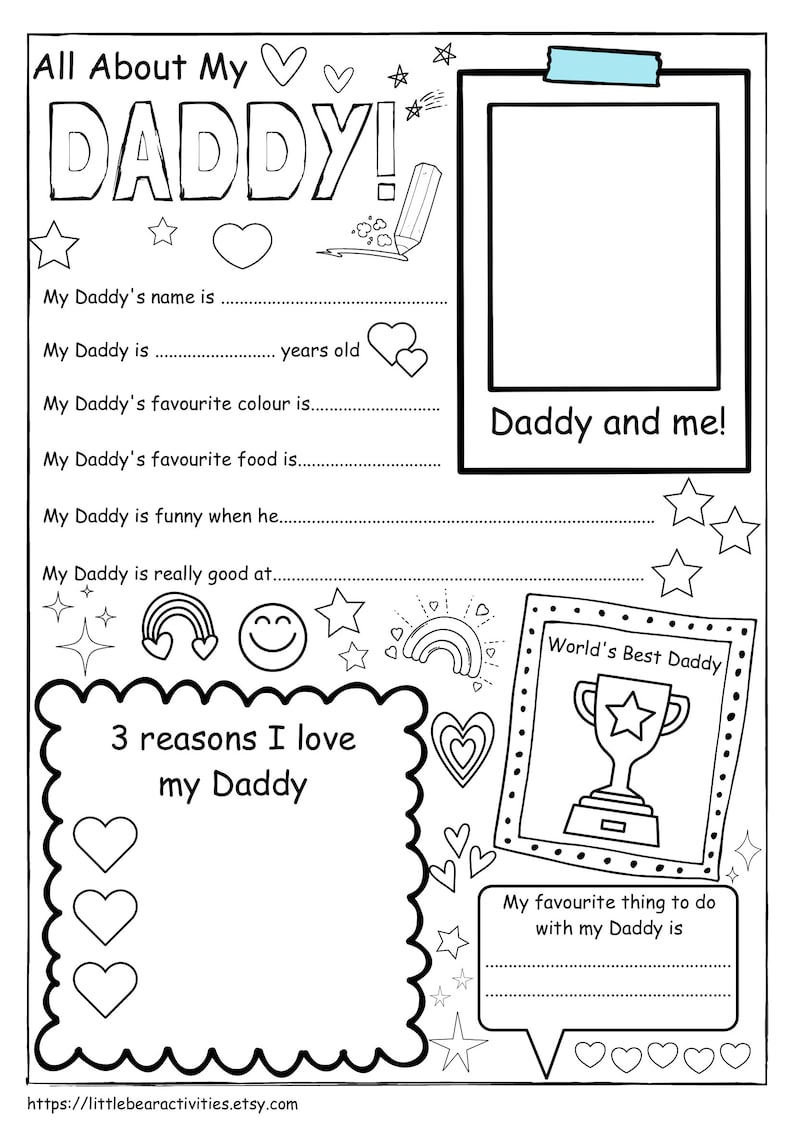 All About My Daddy, Father's Day Gift From the Kids, Birthday Present ...