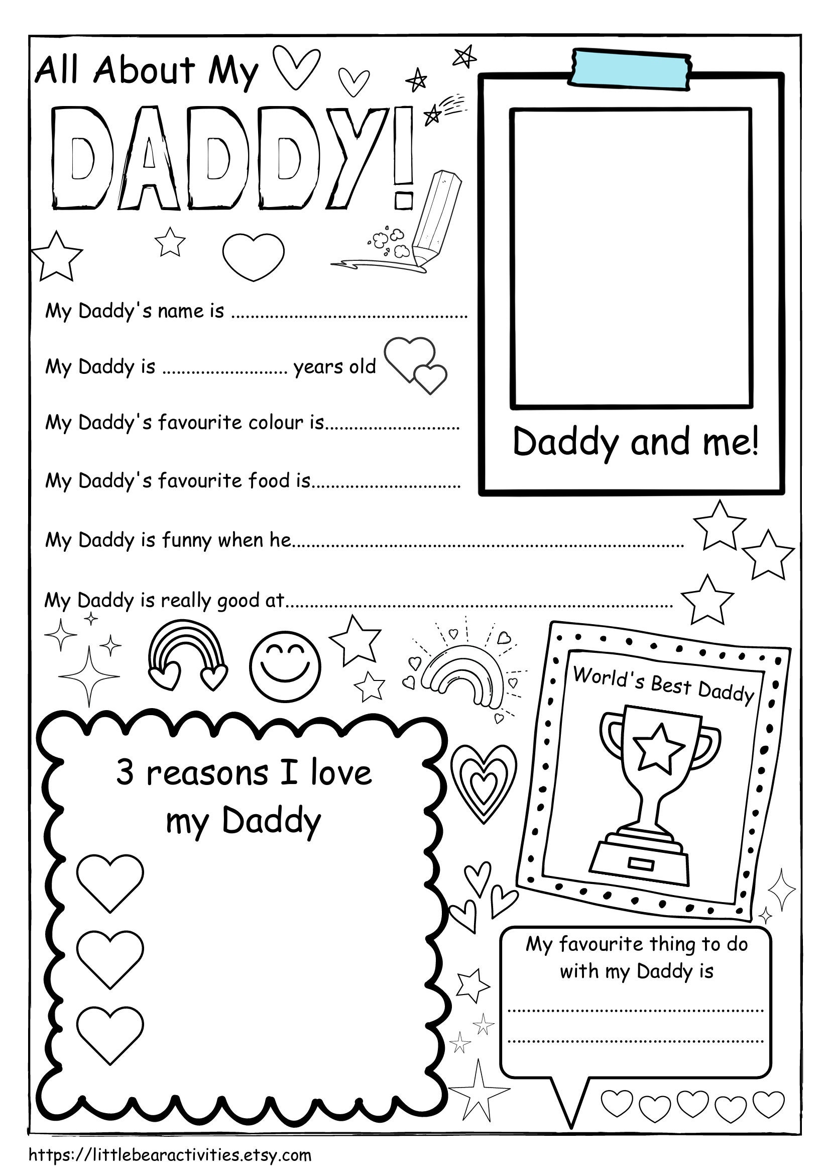 All About My Daddy, Father's Day Gift From the Kids, Birthday Present ...