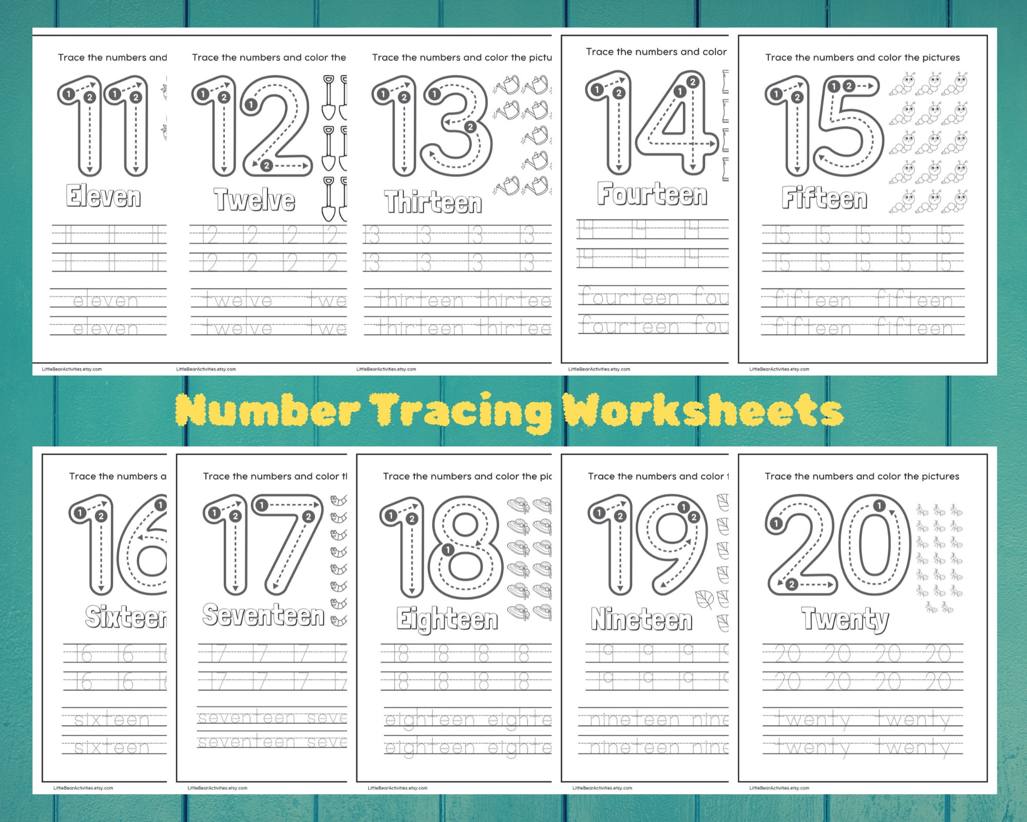 Number Tracing Worksheet, Printable Worksheet, Printable Activities for ...