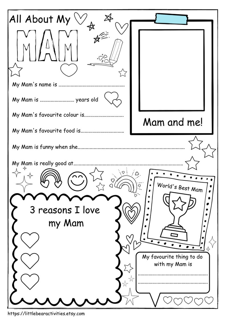 All About My Mam, Mother's Day Gift From the Kids, Birthday Present for ...