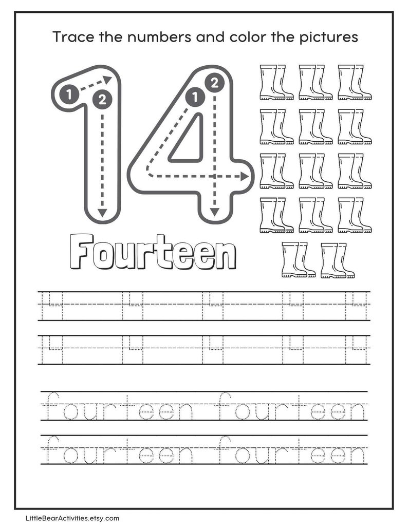 Number Tracing Worksheet, Printable Worksheet, Printable Digital ...