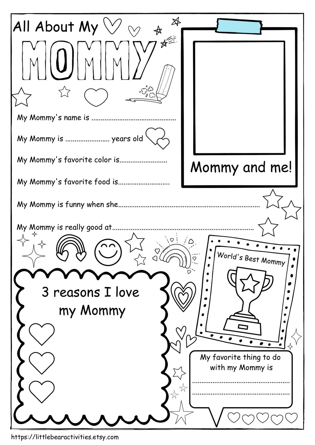 All About My Mommy, Mother's Day Gift From the Kids, Birthday Present ...